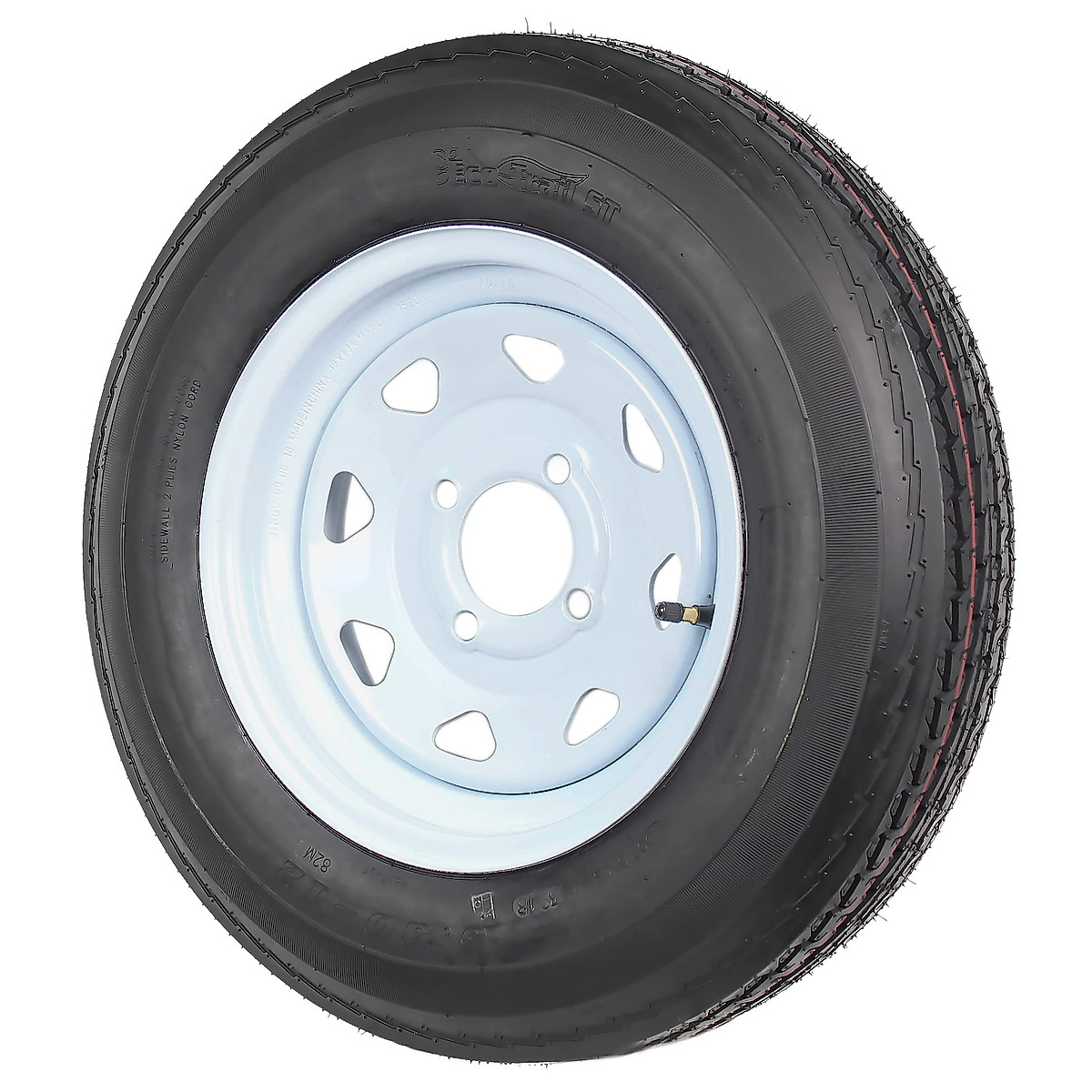 eCustomrim 2-Pack Trailer Tires On White Wheel Rims 530-12 5.30-12 5.30 x 12 Load Range C 4 Lug - 2 Year Warranty w/Free Roadside