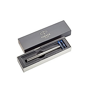 Parker Jotter Chrome Fountain Pen, Medium Nib, Blue Ink