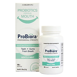 ProBiora Professional Strength Oral Probiotics for Teeth and Gums | Dental Probiotic for Oral Health | Bad Breath Treatment for Adults | Tooth Whitening | ProBiora3 Probiotic Blend | 90 Mint Tablets