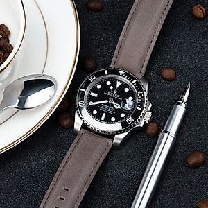 OTTOODY Leather Watch Bands 22mm 21mm 20mm 18mm Quick Release Watch Straps, Classic Top Grain Leather Watch Band for Men Replacement Bands for Watch and Smartwatch,Grey 20mm