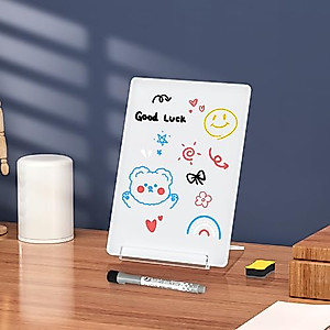 MaxGear Desktop Glass Dry Erase Board, Small Dry Erase Whiteboard with Stand 9.45" x 6.69", Toughened Glass Whiteboard for Desk with Erase, Acrylic Planner Memo Notepad to Do Lists for Office, Home