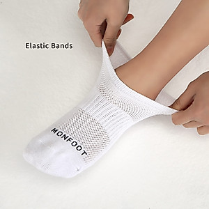 MONFOOT Women's and Men's 4 Pairs Athletic Cushion Mesh Ankle Socks Black Large, multipack