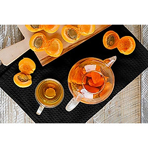 Nap n Dish Kitchen Towels 100% Cotton Waffle Weave Dish Towels, Set of 12 Bar Towels, Quick Drying Tea Towels with Hanging Loop, Washable Bar Towels for Table/Kitchen Cleaning-Black