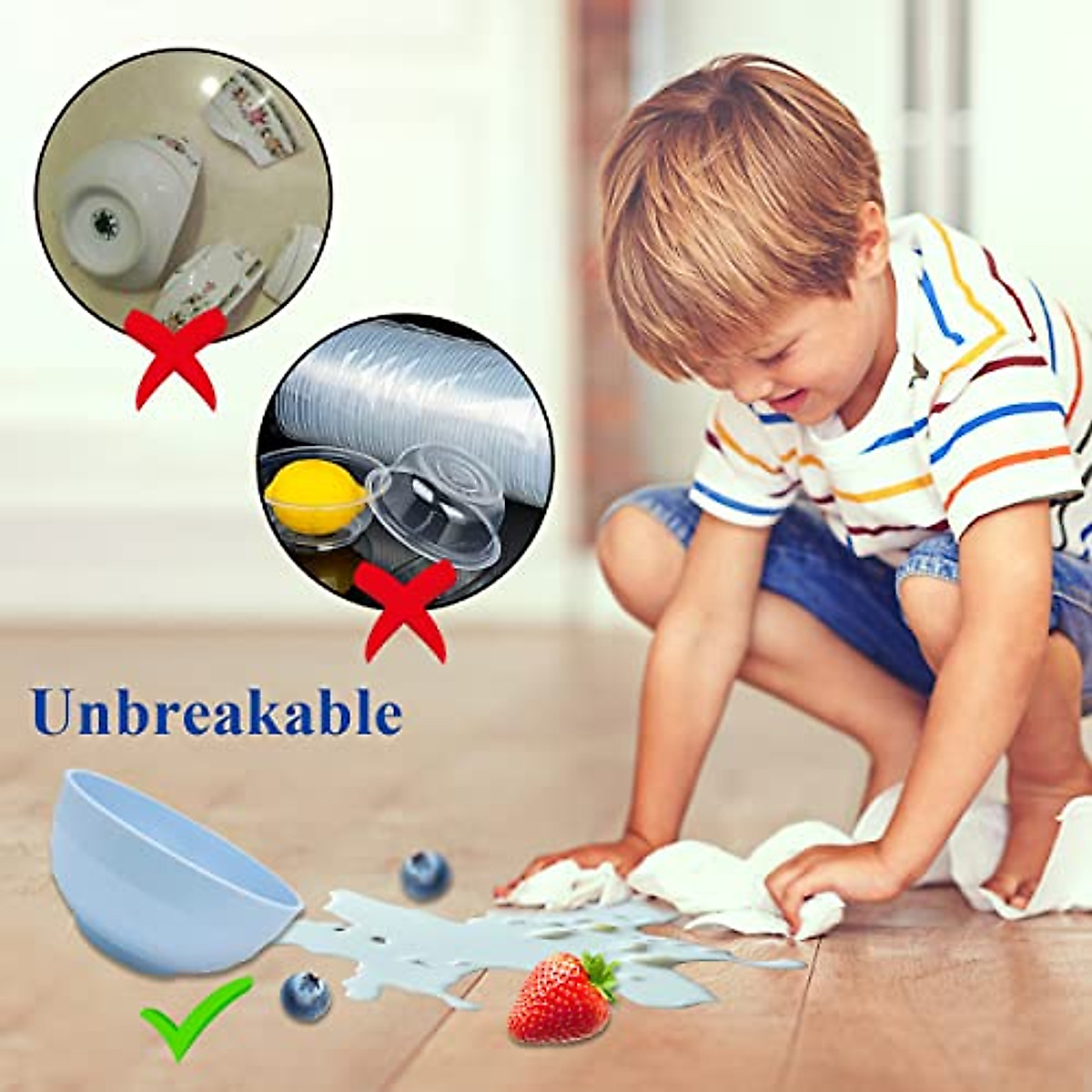 Berglander 26 oz Plastic Bowls Set of 8 Colors, Reusable and Sturdy Unbreakable Bowl for Soup,RSet of 8 Colorsamen, Popcorn,Salad, Drop Resistant Dinnerware BPA Free, Microwave Safe Dishwasher Safe