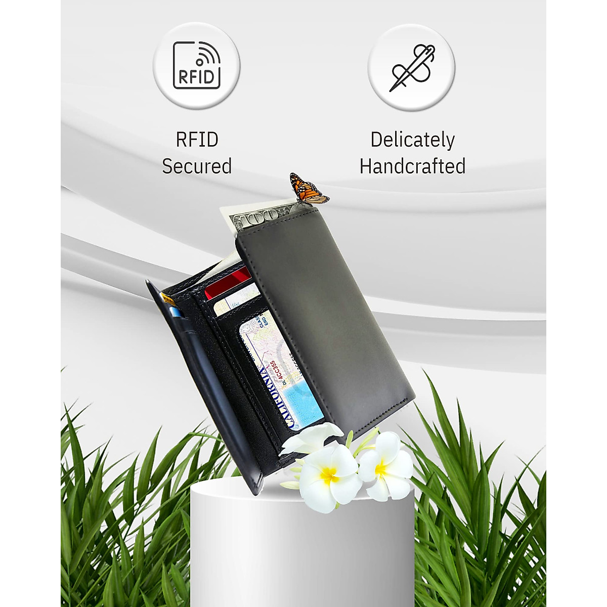 Access Denied Vegan Leather Trifold Wallets For Men - Cruelty Free Non Leather Mens Wallet With ID Window Holiday Gifts For Men