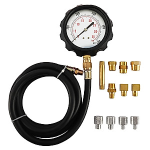 BTSHUB Engine Oil Pressure Tester Gauge and Transmission Fluid Diagnostic Test Tool Kit, 500 PSI / 35 Bar Gauge with Adapters Case