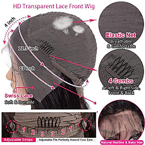 HD Lace Front Wig Human Hair Deep Wave Wigs For Black Women 180% Density 13x4 Water Curly Lace Frontal Wigs Glueless Human Hair Pre plucked with Baby Hair Brazilian Wet n Wavy Lace Closure Wig 28inch