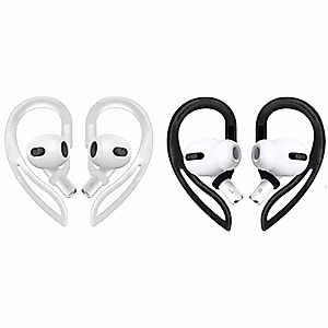 BLLQ 2 Pairs Ear Hooks Compatible with AirPods 3rd Generation [Multi-Dimensional Adjustable] Anti-Slip Ear Fins Accessories Compatible with AirPods Pro AirPods 3 2 1 Gen,Black/White