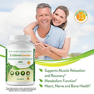 Magnesium Glycinate 400 - Chelated, High Absorption Magnesium for Muscle Relief, Bone & Heart Support -Vegan, Non-GMO, Gluten-Free 240 Tablets (Servings 120, Serving Size (2) 200mg Tablets)