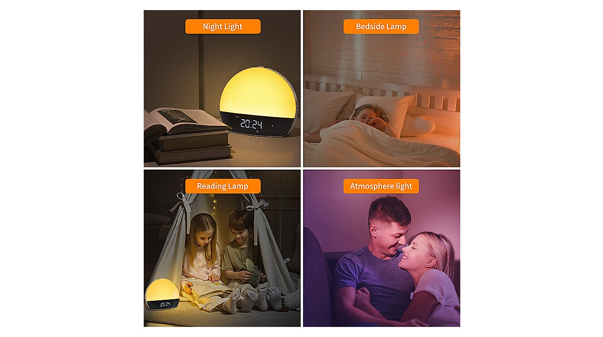Sunrise Alarm Clock with Bluetooth, Sunset Simulation & FM Radio