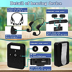 Hearing Device Assist Conversation Enhancing Hearing Impaired Wireless Listening Headset Headphones for The Eldeyly Senior Hard of Hearing Problems to Watching TV with Sound Pick-up Transmitter