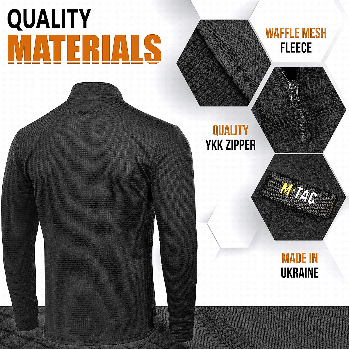 M-Tac Thermal Underwear for Men Fleece Lined Compression Shirt Delta Level 2 (Black, M)