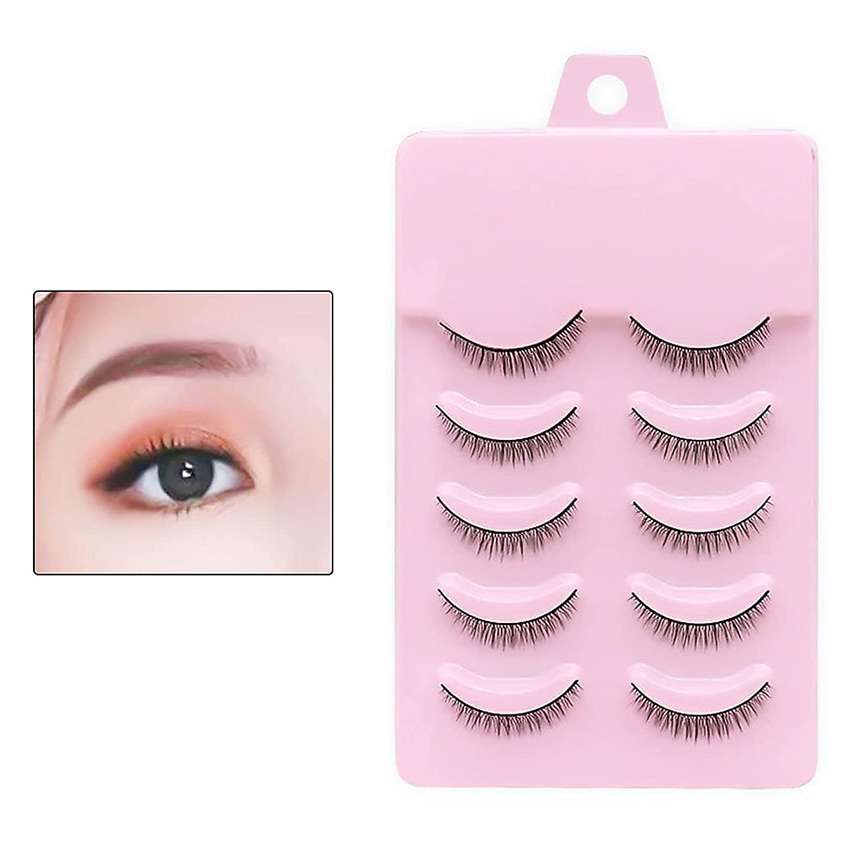 5Pcs False Eyelashes 8mm Short Fake Mink Lashes Enlarge Eyes Natural Perfect Fitting Artificial Fiber Extensions Eye Lashes Fake Lashes, Women's Make Up Tools 5Pcs False Eyelashes 8mm Short Fake Mink Lashes Enlarge Eyes Natural Perfect Fitting Artificial