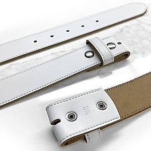 BS1200 White Belt Genuine Leather Replacement Casual Belt Strap 1-1/2"(38mm) Wide (White, 30)