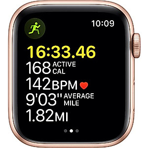Apple Watch SE (GPS + Cellular 44mm) Gold Aluminum Case with Maize/White Sport Loop (Renewed)