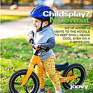 Joovy Noodle Bike Helmet for Toddlers and Kids Aged 1-9 with Adjustable-Fit Sizing Dial, Sun Visor, Pinch Guard on Chin Strap, and 14 Vents to Keep Little Ones Cool (Small, Blueberry)