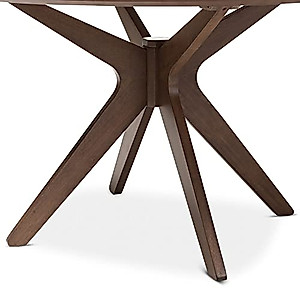 Baxton Studio Monte Mid-Century Modern Walnut Wood 47-Inch Round Dining Table