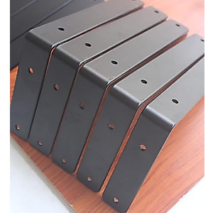 4 Pack - L 8" x H 6" x W 1.5", 5mm Thick Rustic Shelf Bracket, Iron Shelf Brackets, Metal Shelf Bracket, Industrial Shelf Bracket, Modern Shelf Bracket, Decorative Shelving, Shelf Supports with Screws