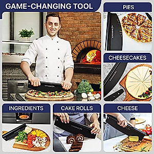 18" Black Non-Stick Pizza Cutter by KitchenStar | Sharp Stainless Steel Slicer Knife - Rocker Style w Blade Cover | Chop and Slices Perfect Portions + Dishwasher Safe – Premium Pizza Oven Accessories