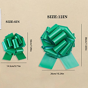 12Pcs Large Pull Bow Wrapping Pull Bow Ribbon Pull Bows for Wedding Baskets,Diameter Gift Bows, Large Bows for Presents,Wedding Birthdays Car Decoration (6IN, Green)