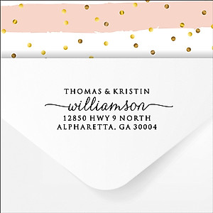 Personalized Return Address Stamp, Self Inking - Elegant Caligraphy Script, Black Ink