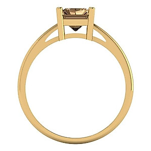 Clara Pucci 2.0ct Emerald Cut Solitaire Champagne Simulated Diamond 4 Prong Engagement Bridal Anniversary Ring 18K Yellow Gold 7.75