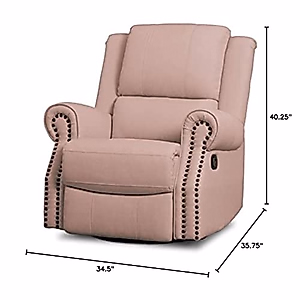 Delta Children Dylan Nursery Recliner Glider Swivel Chair, Blush