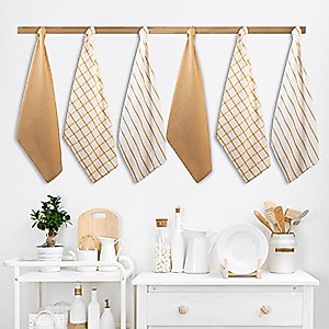LANE LINEN Kitchen Towels Set - Pack of 6 Cotton Dish Towels for Drying Dishes, 18”x 28”, Kitchen Hand Towels, Tea Towels, Premium Dish Towels for Kitchen, Quick Drying Kitchen Towel Set - Yellow