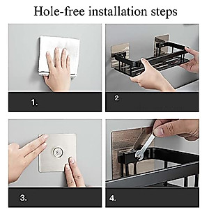 FVRTFT Bathroom Shelves No Drilling Shower Shelves Anti Rust Shower Rack Self Adhesive Wall Mounted Space Aluminum For Restroom Toilet,gold,2 Tier