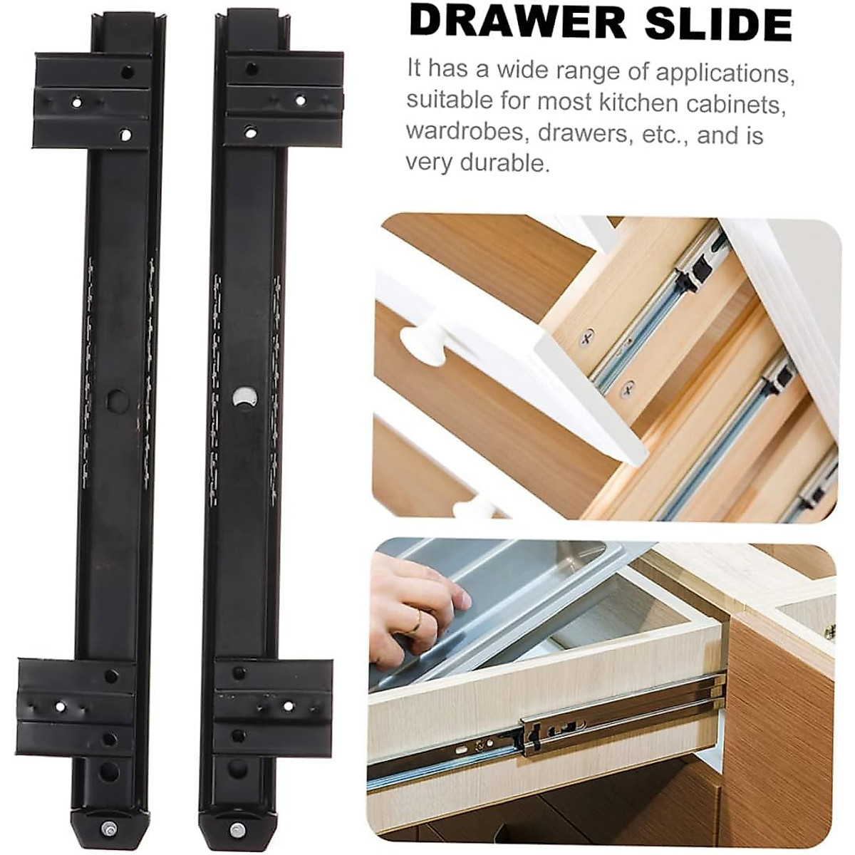 ALturN Drawer Glides,1 Pair Keyboard Track Dresser Tray L Brackets Heavy Duty Black Slides Side Under Desk Keyboard Tray Slide Out Keyboard Drawer Under Desk Slide Drawer Track Drawer Guide Rail B