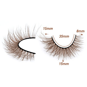 Mink Lashes Fluffy Brown False Eyelashes Natural Look Volume Wispy Cat Eye Lashes 15mm 7 Pairs Pack by FANXITON
