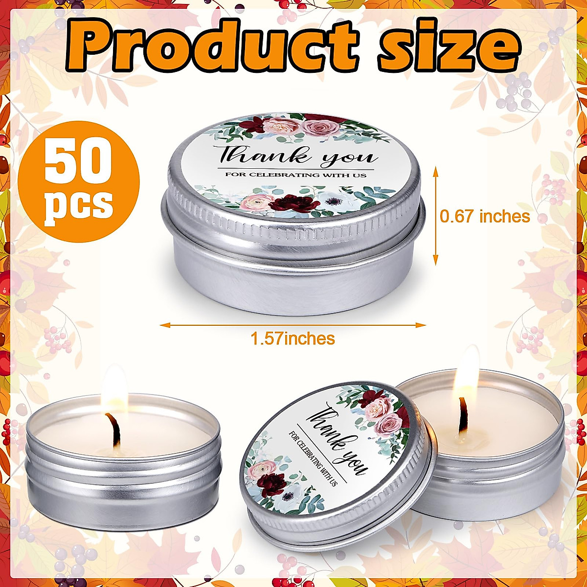 MTLEE 50 Pcs Wedding Candles Gift Wedding Favors for Guests 1 Oz Lavender Scented Soy Wax Candle Aromatherapy Candle Favors for Bridal Shower Rustic Wedding Party Guests(Thank You)