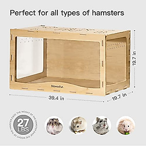 MEWOOFUN Large Hamster Cage Wooden Hamster Cage for Syrian Hamster Without Accessories (Front-closing-39.4" L X 19.7" W X 19.7”H)