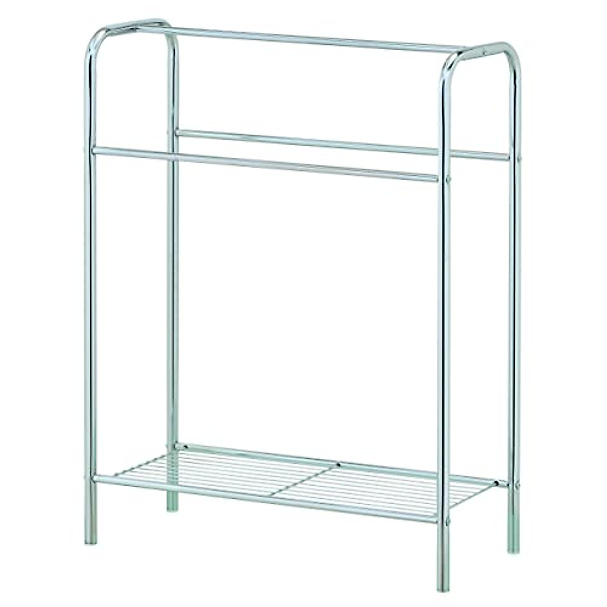 Freestanding Towel Rack, 3 Towel Bars and Shelf, Metal Towel Bar Stand, Silver-Tone Chrome Plated by Madison Home Products (MH11500)