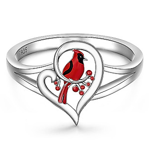 Cardinal Ring for Women Sterling Silver Cardinal Appear When Angels Are Near Cardinal Jewelry Bird Memorial Gifts for Loss of Loved One Size 8