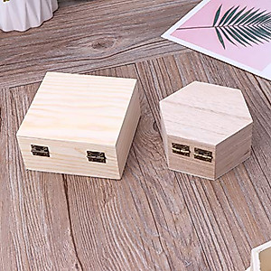 SOFEA Natural Wood Box Unfinished Plain Wooden Jewelry Storage Painting Art DIY Craft