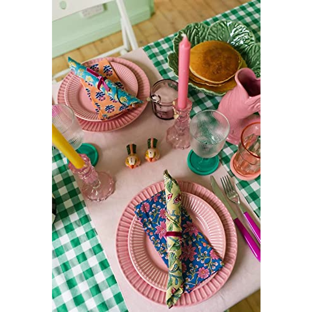 REYNOSOHOMEDECOR Cotton Cloth Napkins Set of 10 Hand Block Printed Size 16 x 16 Kitchen Dining Room Table