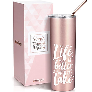 Lake Gifts for Women, Life is Better at the Lake 20oz Stainless Steel Insulated Tumbler, Housewarming Gifts for Lake House, Fishing Gifts, Perfect for Boat Owner/Lake Lovers, Lake Life Gifts