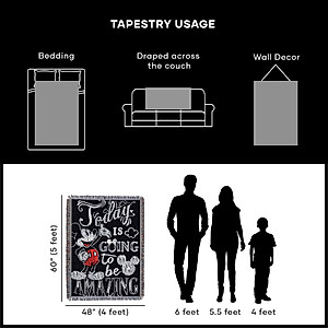 Disney's Mickey Mouse, "Amazing Day" Woven Tapestry Throw Blanket, 48" x 60", Multi Color