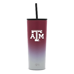 Simple Modern Officially Licensed Collegiate Texas A&M Aggies Insulated Tumbler with Straw and Flip Lids | Gifts for Men and Women 24oz Travel Mug Thermos | Classic Collection | Texas A&M University