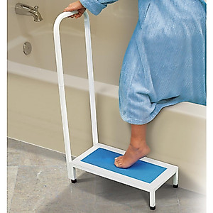 Jobar International Bath Step with Handle, White/Blue