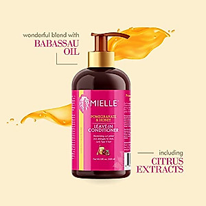 Mielle Organics Pomegranate & Honey Leave-In Conditioner, Moisturizing Curl Primer and Detangler, Repair Damage and Prevent Frizz, Treatment For Thick Curly Hair Type 4 Hair, 12-Fluid Ounces