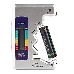 Digital Battery Tester Battery Capacity Detector Checker Measuring Tool 90 x 60mm for Battery Button, AAA, N, C, D, 9V, 1.5V Battery