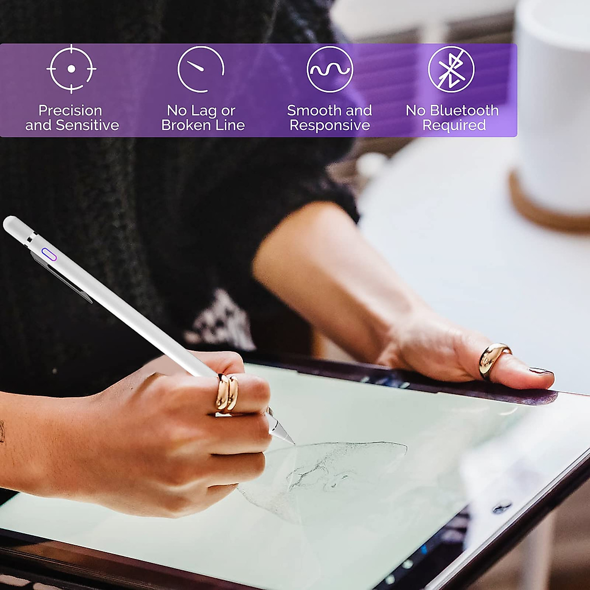 Stylus Pen for Touch Screens, Digital Pencil Active Pens Fine Point Stylist Compatible with iPhone iPad Pro and Other Tablets