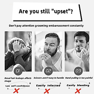 KongLam Stainless Steel Nose Hair Trimmer for Men - Easy to Use, Safe and Painless