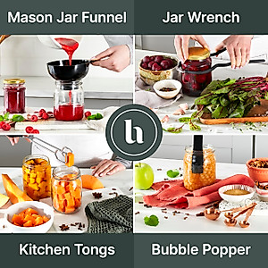 Canning Supplies Set of 8 – Canning Kit for Beginners – Complete Home Canners Equipment – Mason Jar Lifter, Funnel & Wrench, Tongs, Bubble Popper, Magnetic Lid Lifter, Canning Labels & Lids