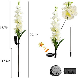 Outdoor Solar Garden Lights - 2 Pack Hyacinth Solar Flowers Lights with Larger Solar Capacity,Newest Solar Decorative Lights,Waterproof Outdoor Lights for Garden Patio Yard Pathway Decoration(White)