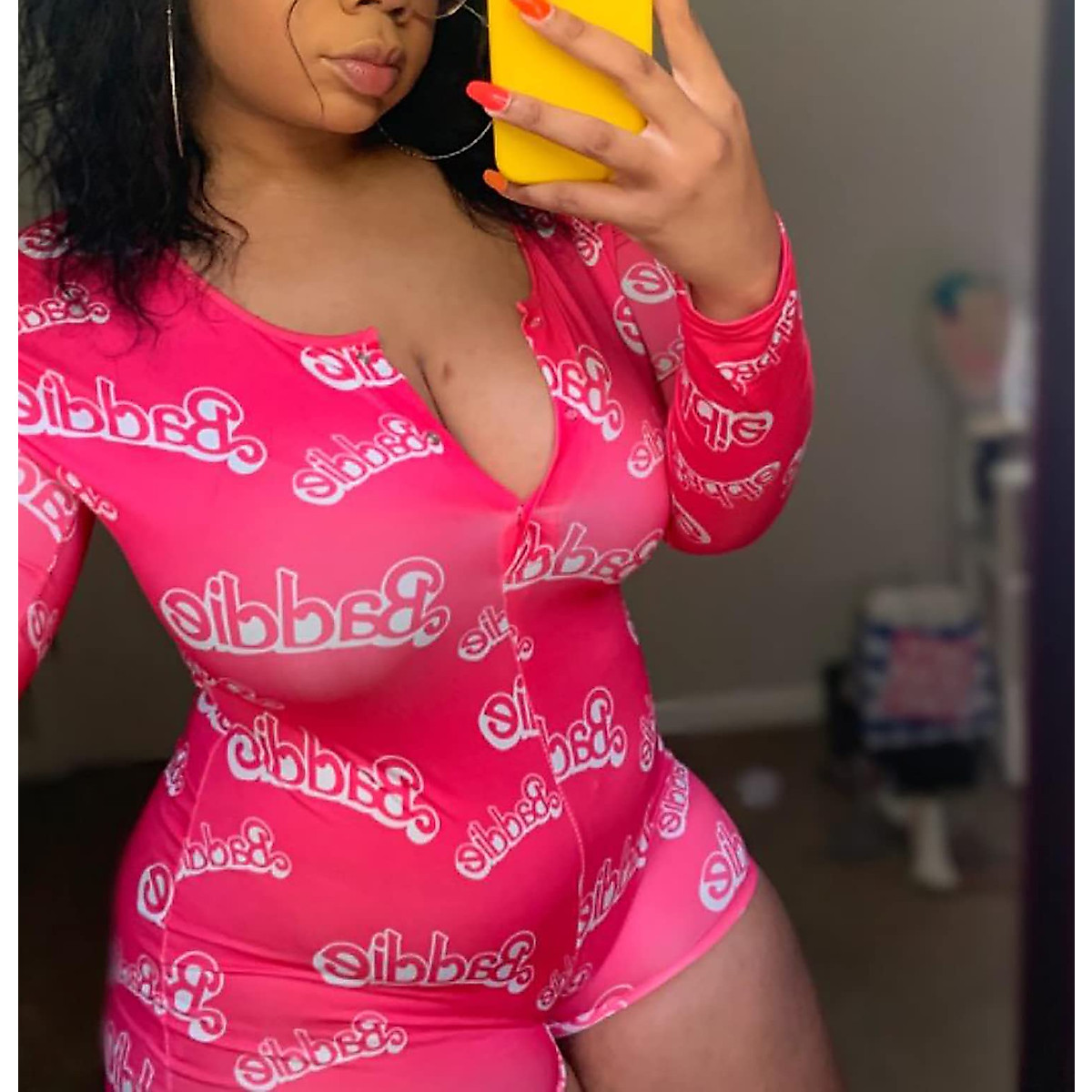 MissShorthair Onesies Women Sexy Pajamas, Cute Onesie Pajamas for Women Shorts (Baddie, L)