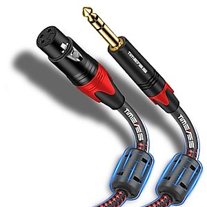 TIMEYES 1/4'' TRS to XLR Female Cord 3M, 6.5mm to XLR 3-Pin Female Microphone Cable, XLR to 6.35mm TRS Jack Stereo Instrument Cord, Balanced Quarter Inch TRS to XLR Plug Mic Cable 1/4 Inch to XLR 10FT