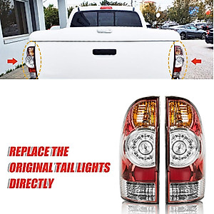 RANSOTO Driver & Passenger Side LED Tail Light Compatible With 2005-2015 Toyota Tacoma Taillights Rear Lamp with Harness and Bulbs Replace 8156004160 8155004160